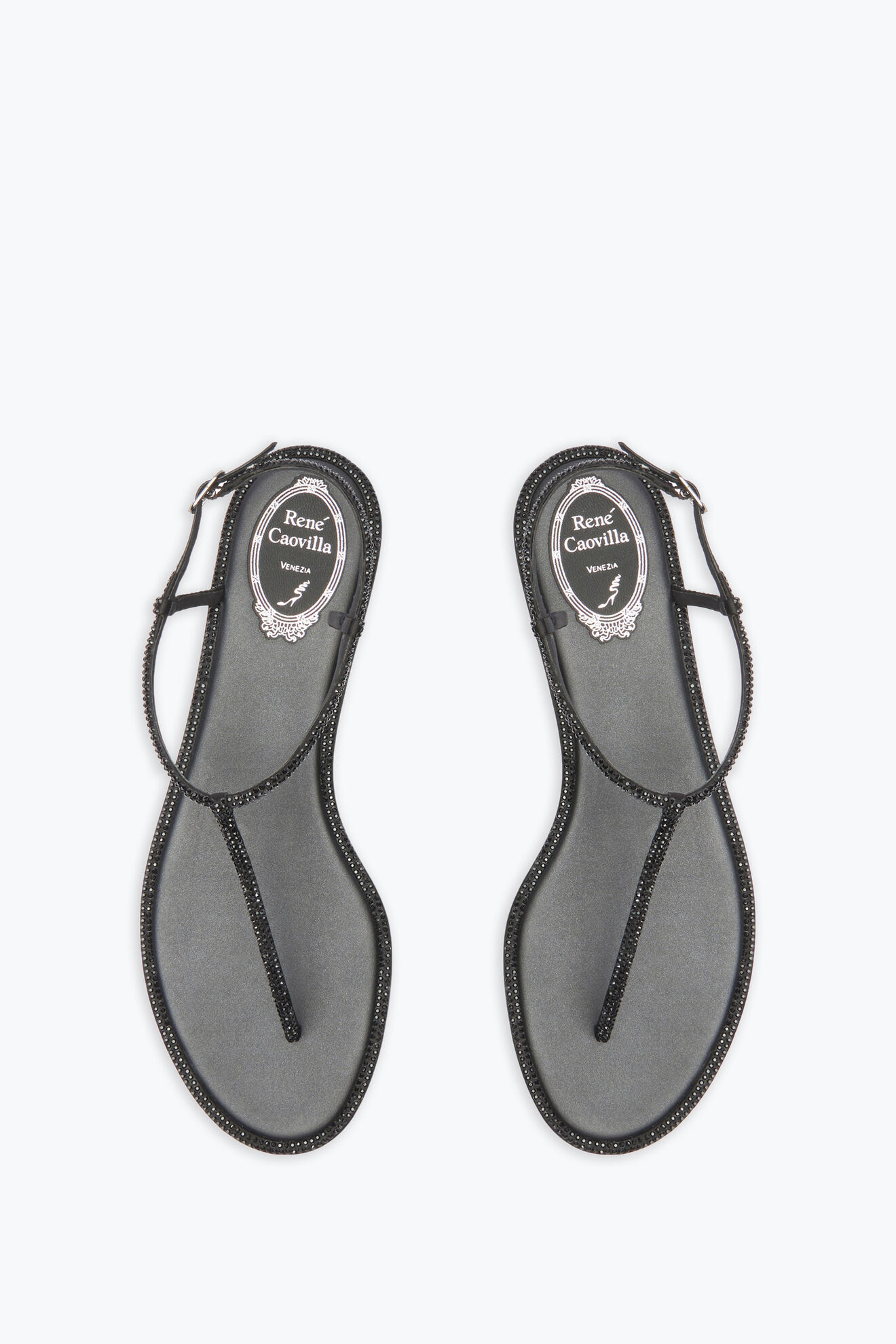 Diana Black Flat Sandal 10 Flats in Black for Women | Rene Caovilla®