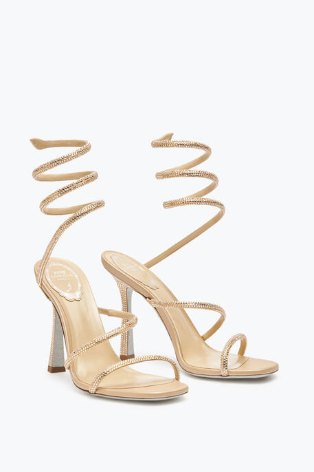 Jeweled Cleopatra Beige Sandal With Crystals 105 | Rene Caovilla®
