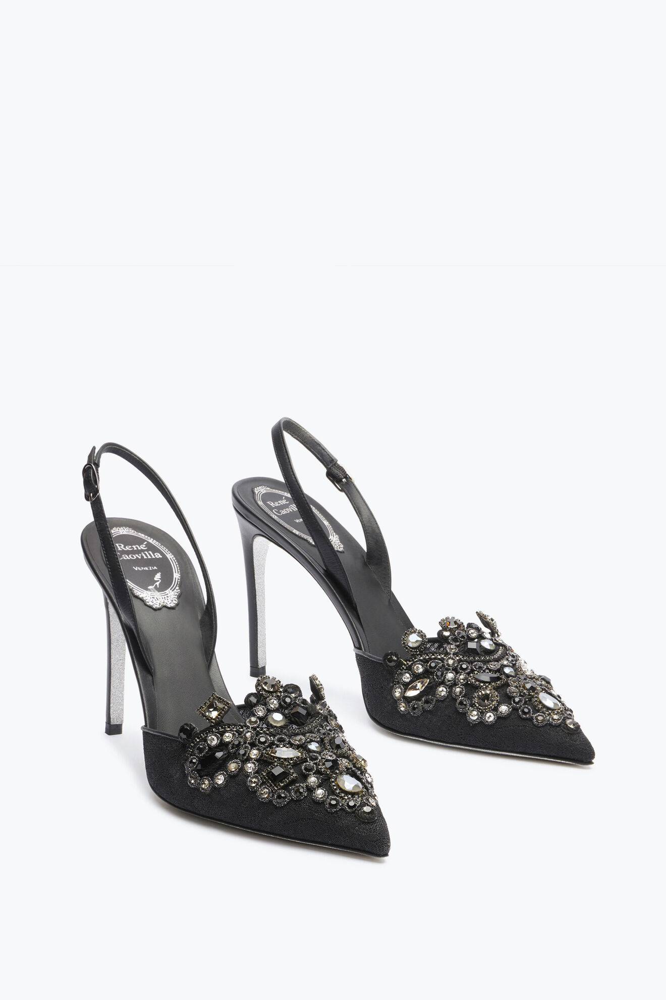 High-Heeled Slingbacks Veneziana Slingbacks in Black for Women | Rene ...
