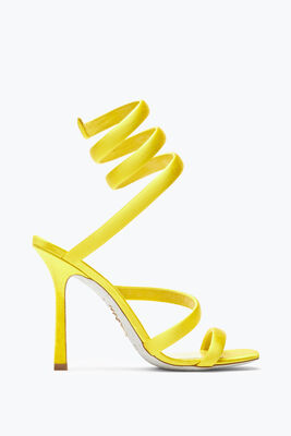 Jeweled Cleopatra Yellow Satin Sandal 105 | René Caovilla®